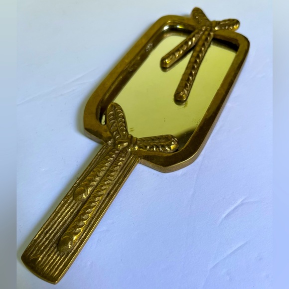 Vintage | Bath | Vtg Hand Mirror Brass Bows Vanity Victorian Scarce ...